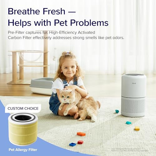 LEVOIT Air Purifier for Home Allergies Pets Hair in Bedroom Covers Up to 1095 ft by 45W High Torque Motor 3 in 1 Filter with HEPA sleep mode