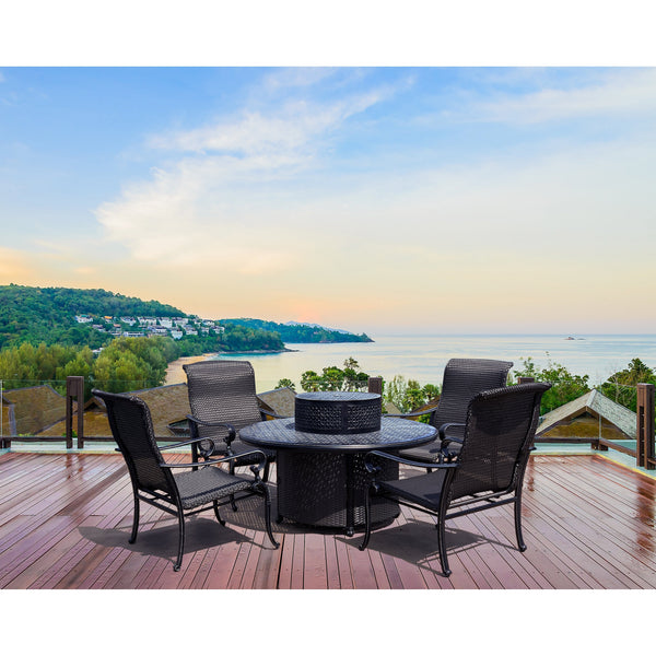 Wyndermere All Inclusive Outdoor Gas Firepit Club Table Set - Purely ...